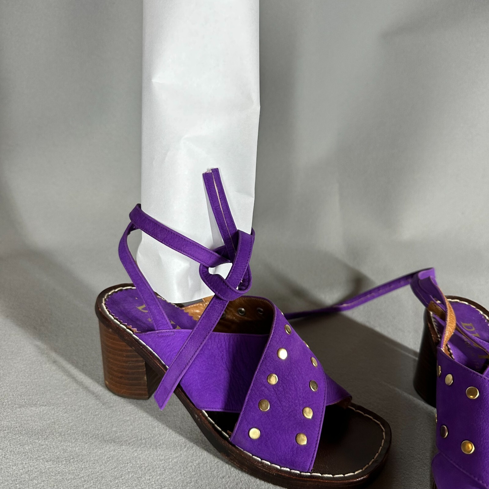 Vintage 70's Original High Heels Chunky Purple Gold S… - Gem