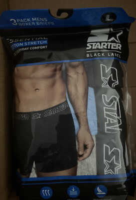 Large STARTER 3 Pack Stretch Comfort Black Label Boxer Briefs | eBay