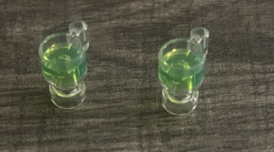 LEGO 2x Minifig Stein Cup Glass Mug Beer Trans Bright Green Drink ...