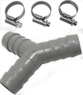 Universal Washing Machine Pipe Tube Y Piece Drain Hose Connector and ...