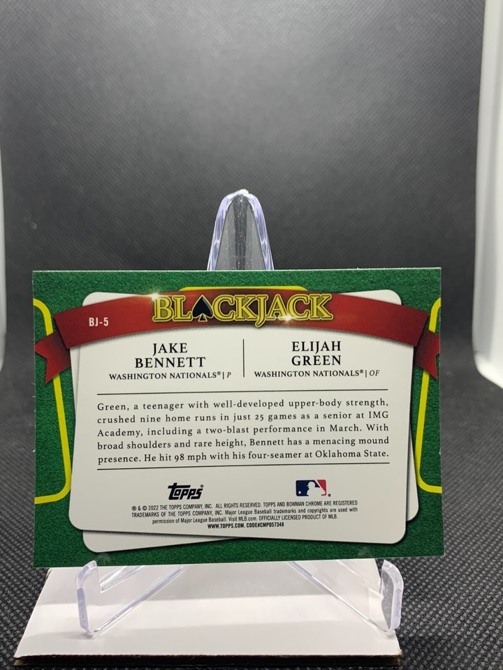 2022 Bowman Draft Blackjack #BJ-5 Elijah Green Jake Bennett - Nationals ...