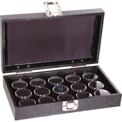 Gemstone Gem Jar Wood Display Case 15 Black Jar Organizer Storage ...