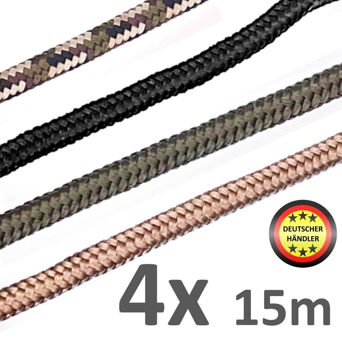 15m MFH MEHRZWECK SEILE 4 Stück 5mm Paracord Outdoor Kommandoseil ...