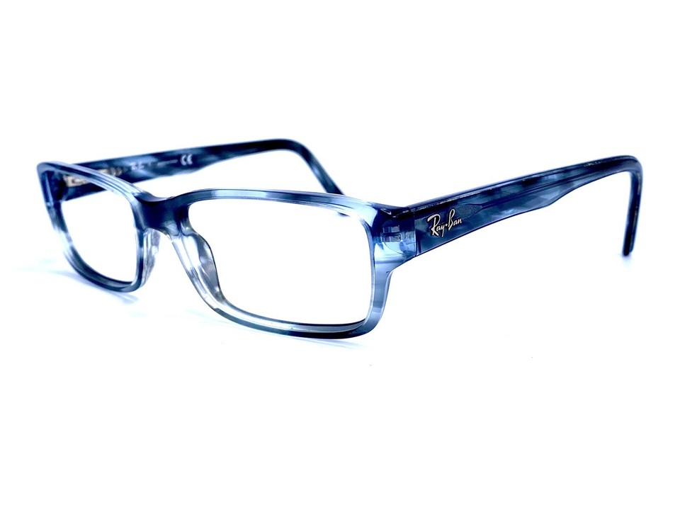 Ray Ban Tortoise Blue Rectangular Eyeglasses Flex Temples RB 5169 2358 ...