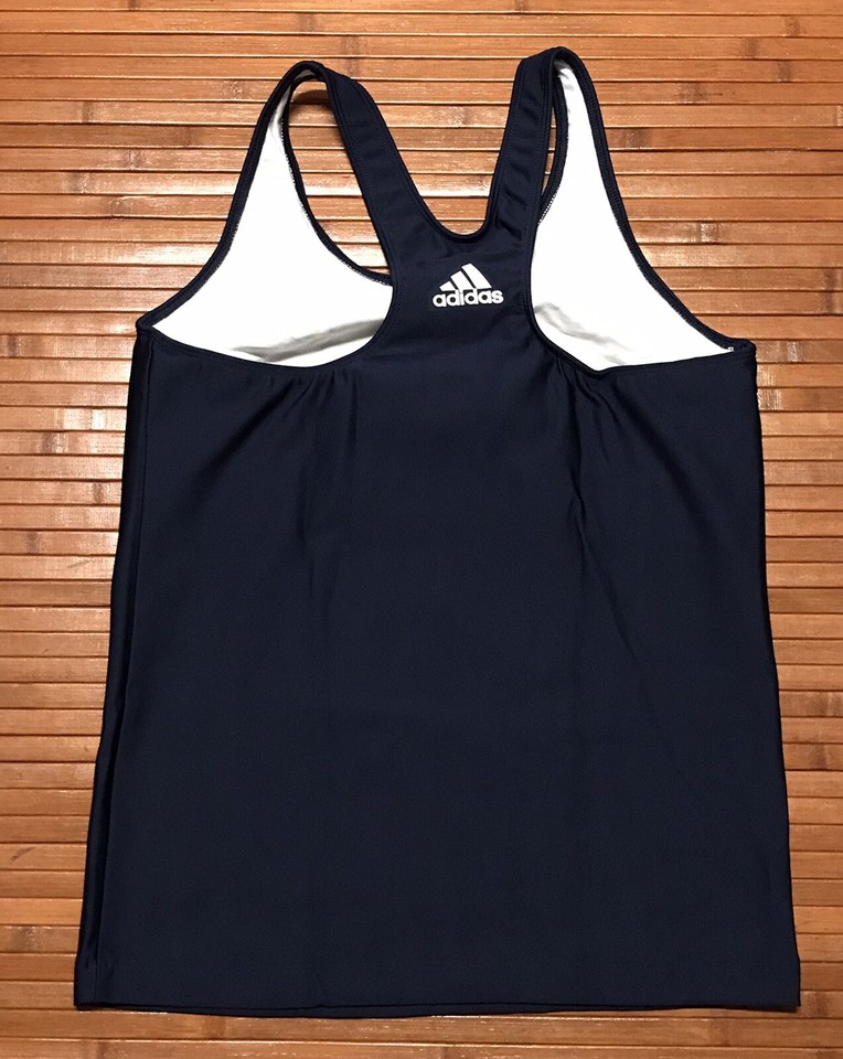 New Womens Adidas WNBA Long Sports Bra Compression Tank Top Dark Navy ...