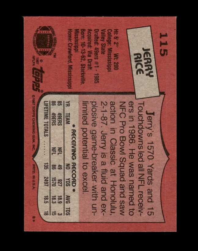 1987 Topps Set-Break #115 Jerry Rice EX-EXMINT *GMCARDS* | eBay