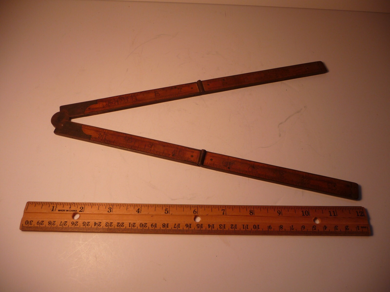 Vintage Folding Ruler Stanley Rule & Level Co No #68 Wood Brass Boxwood ...