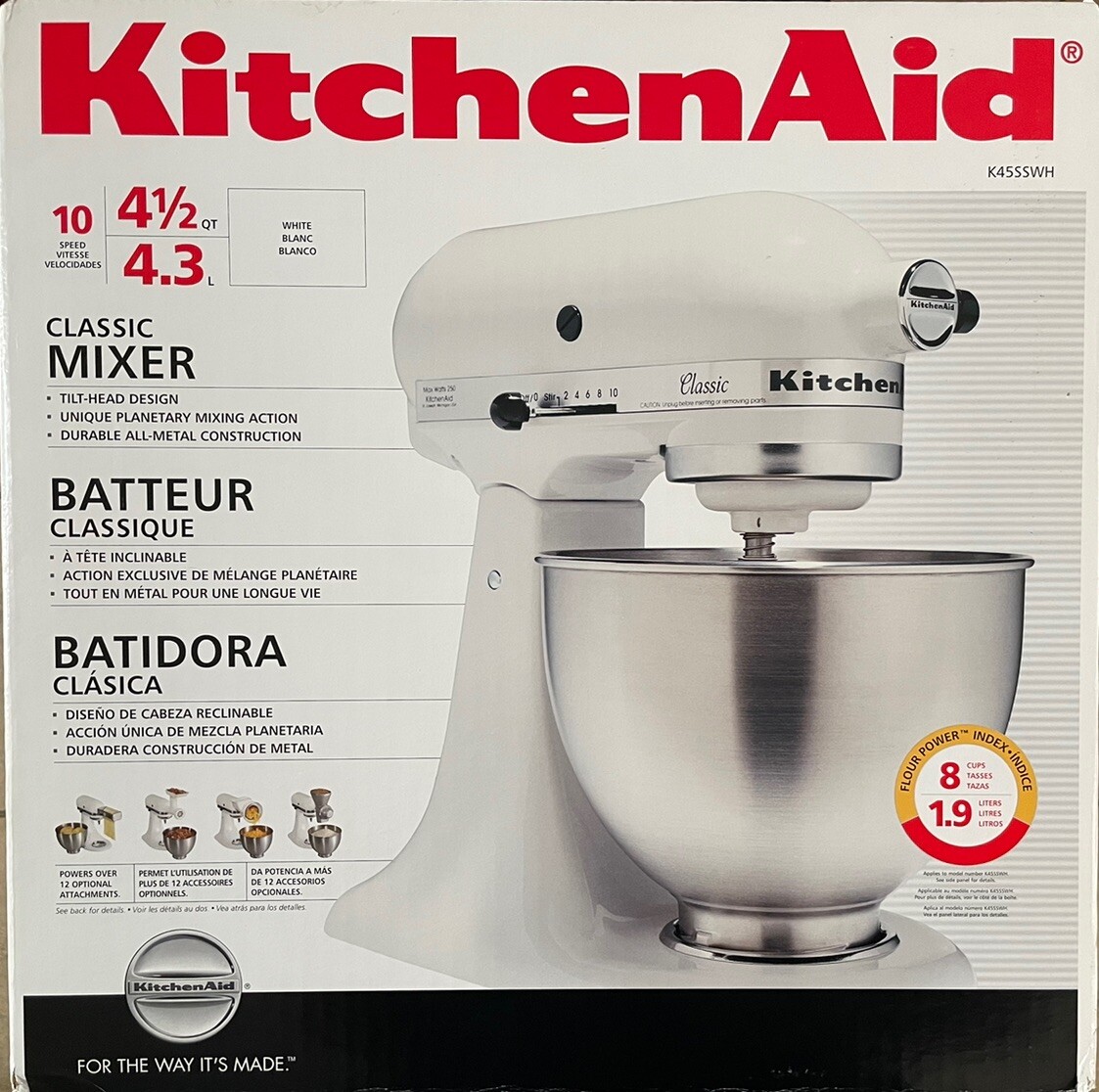 New Sealed K45SSWH KitchenAid 4.5-Quart Classic Tilt-Head Stand Mixer ...