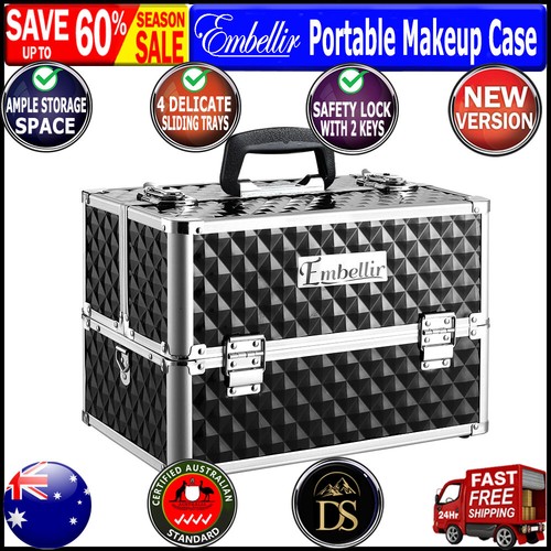 Embellir Portable Cosmetic Beauty Makeup Case - Diamond Black ...