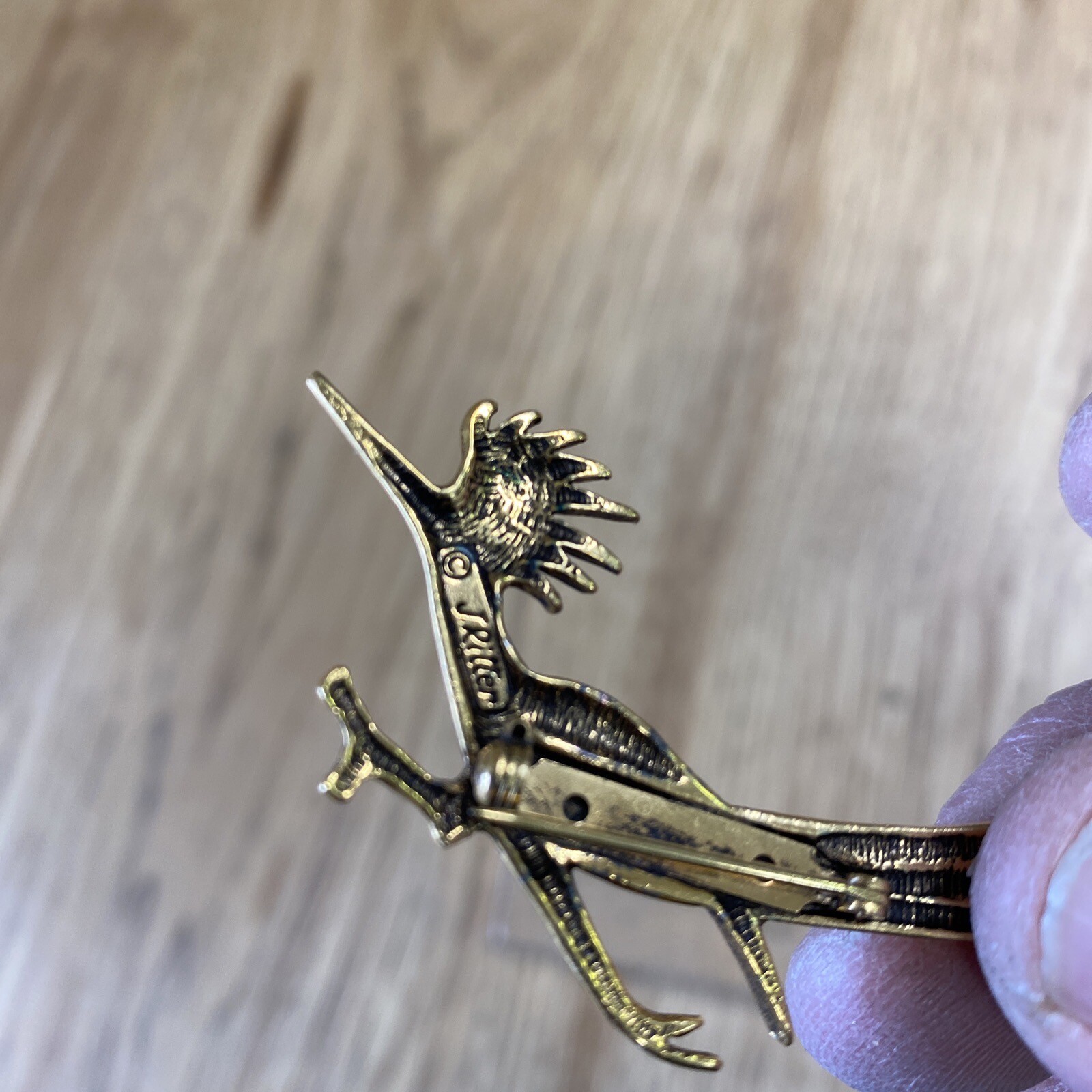 Bird Roadrunner Turquoise Eye J RITTER Vintage Gold Pin Brooch | eBay