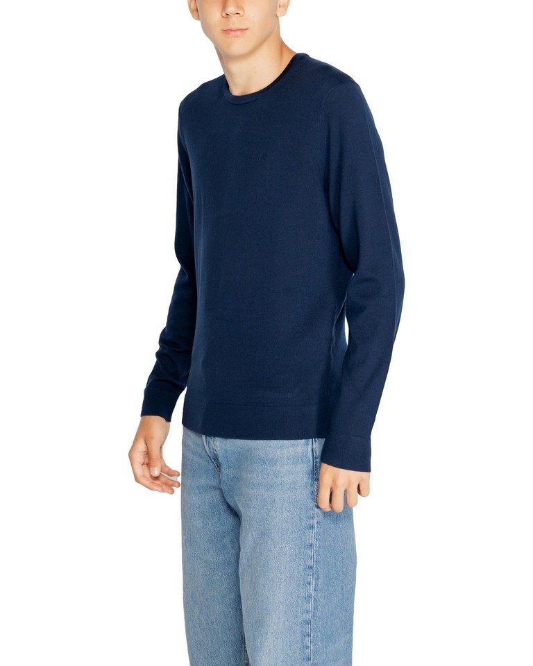 Calvin Klein Crew Neck Sweater Classic Fit Men Blue Sweaters & Knitwear ...