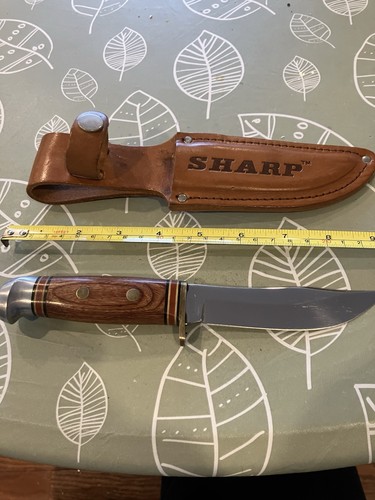 VINTAGE 1970-1980 SHARP JAPAN FIXED BLADE HUNTING KNIFE & LEATHER BELT ...