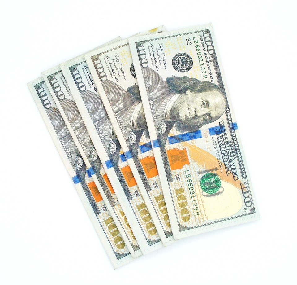 5 PACK - $100 Hundred Dollar Bill Wallet Money Thin Bi-Fold Card Holder ...