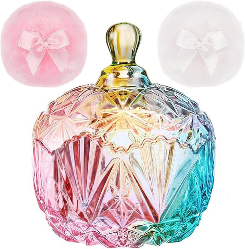 3 Pcs Face Body Powder Puff and Container -Powder Container with Puff ...