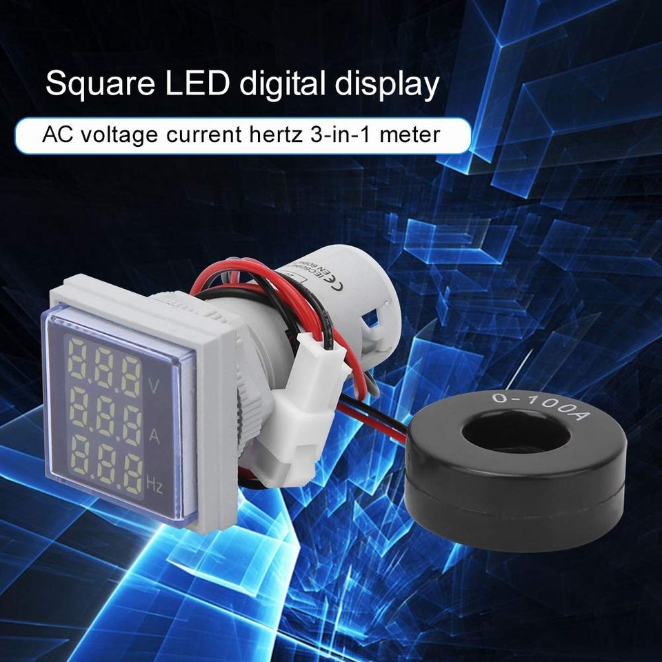 AC Voltage Current Display Meter, AC 60-500V 0-100A 20-75 Hz Frequency ...