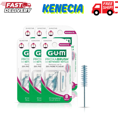 GUM 612A Proxabrush Go-Betweens Interdental Brush Refills Moderate 8 Ct ...