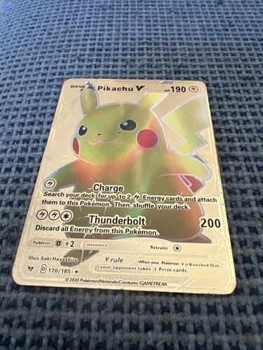 Pikachu V Charge Thunderbolt Metal Gold Foil Pokemon Card | eBay