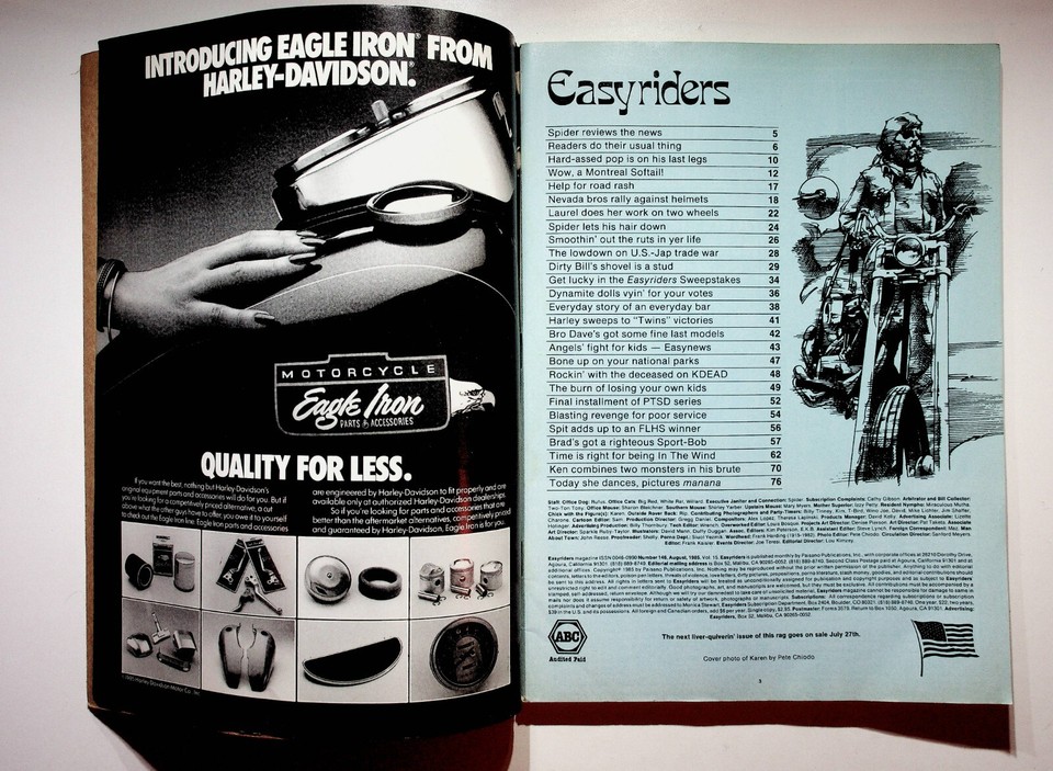 1985 August Easyriders Motorcycle Magazine David Mann Harley-Davidson ...