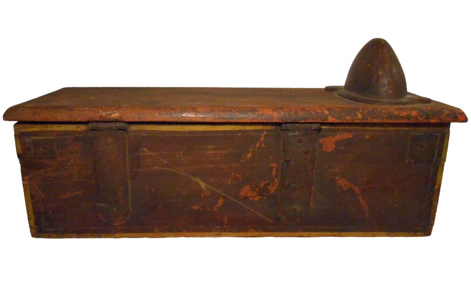 MID-19TH C AMERICAN PRMTV ANTIQUE SHOE COBBLER'S LTHR RPR, PNTD WD/C.I ...