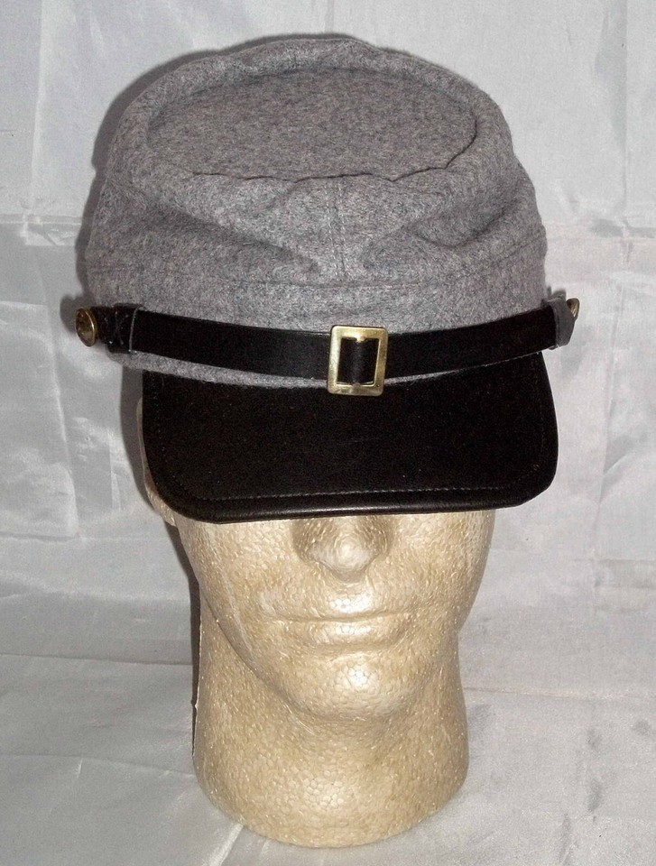 100% Wool Civil War Confederate Kepi Cap GRAY (Medium) - Civil War ...