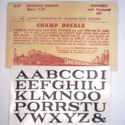 Champ Decals HO Scale: Alphabet and Numerals - Railroad Roman 3/8 ...