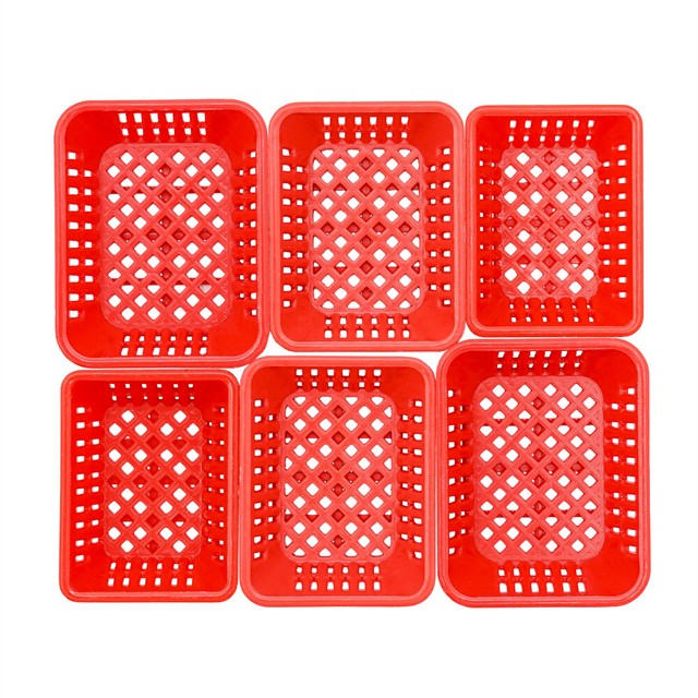 1 12 6pcs Red Plastic Baskets Set Kitchen Cookware Miniature Dollhouse ...