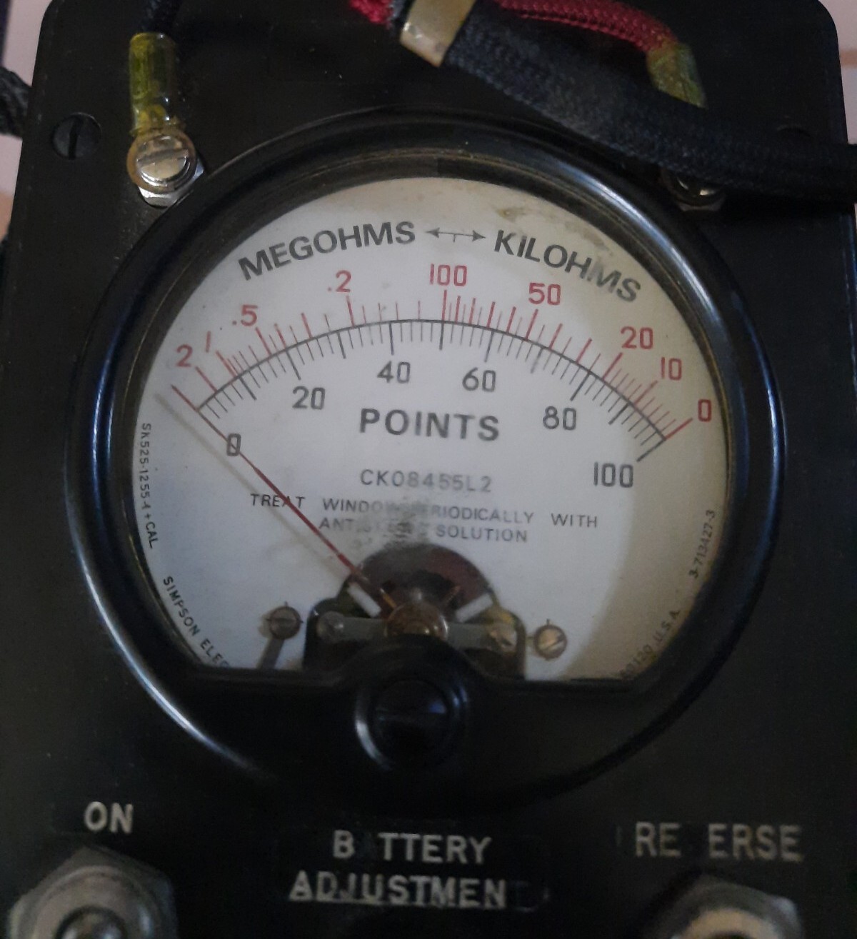 Vintage Simpson Metro Tel CK08455L2 Ohms Meter Tester Meter W/Leads ...