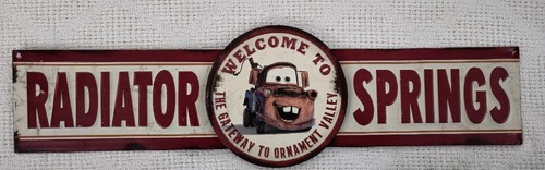 CARS Mater Welcome to Radiator Springs 3D Embossed Metal Sign Disney 22 ...