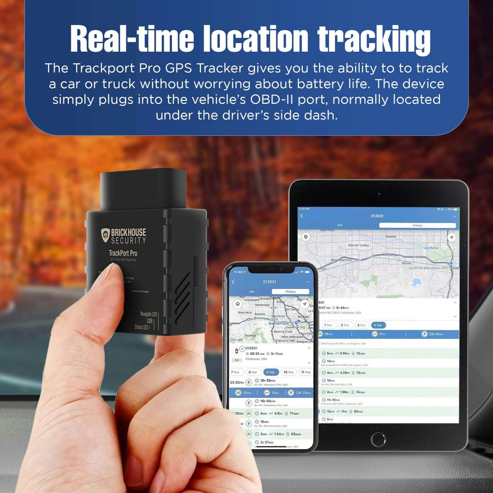 Brickhouse Security TrackPort Pro - Hidden GPS Tracker for Vehicles ...