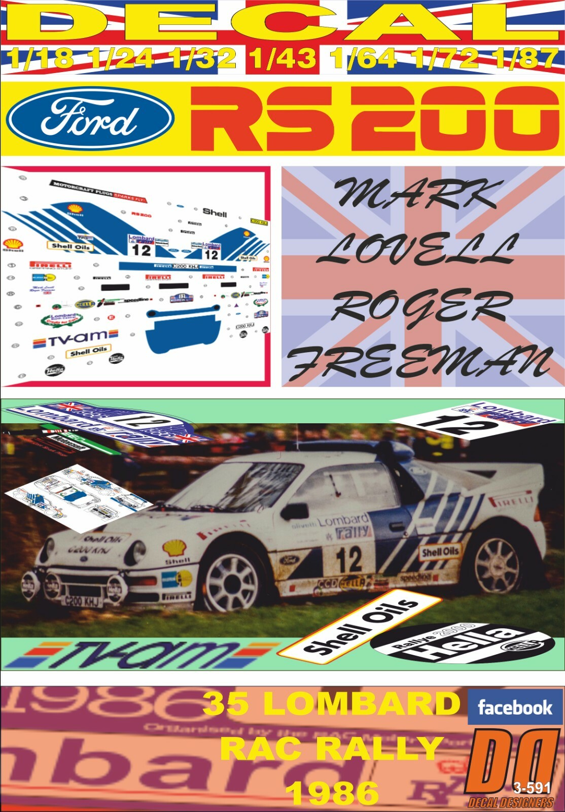 DECAL FORD RS200 M.LOVELL RAC R. 1986 DnF (08) | eBay