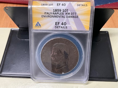1859 Italy- Naples, 10 Tornesi ANACS EF40 Environmental Damage KM-377 | eBay