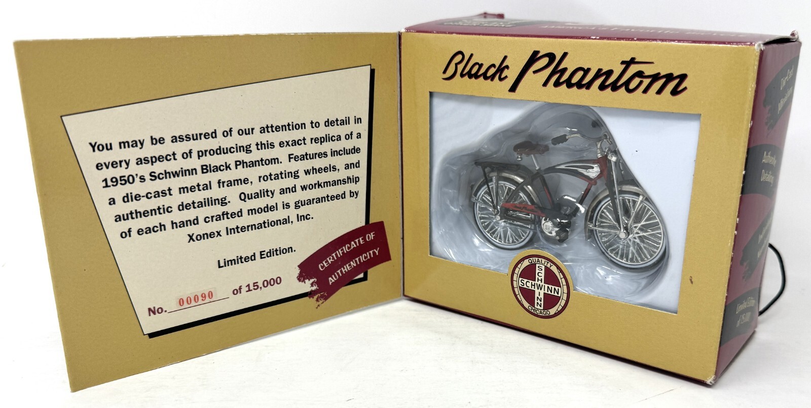 Schwinn Black Phantom Mini Die-Cast Bicycle 1/20 Scale Limited Edition ...