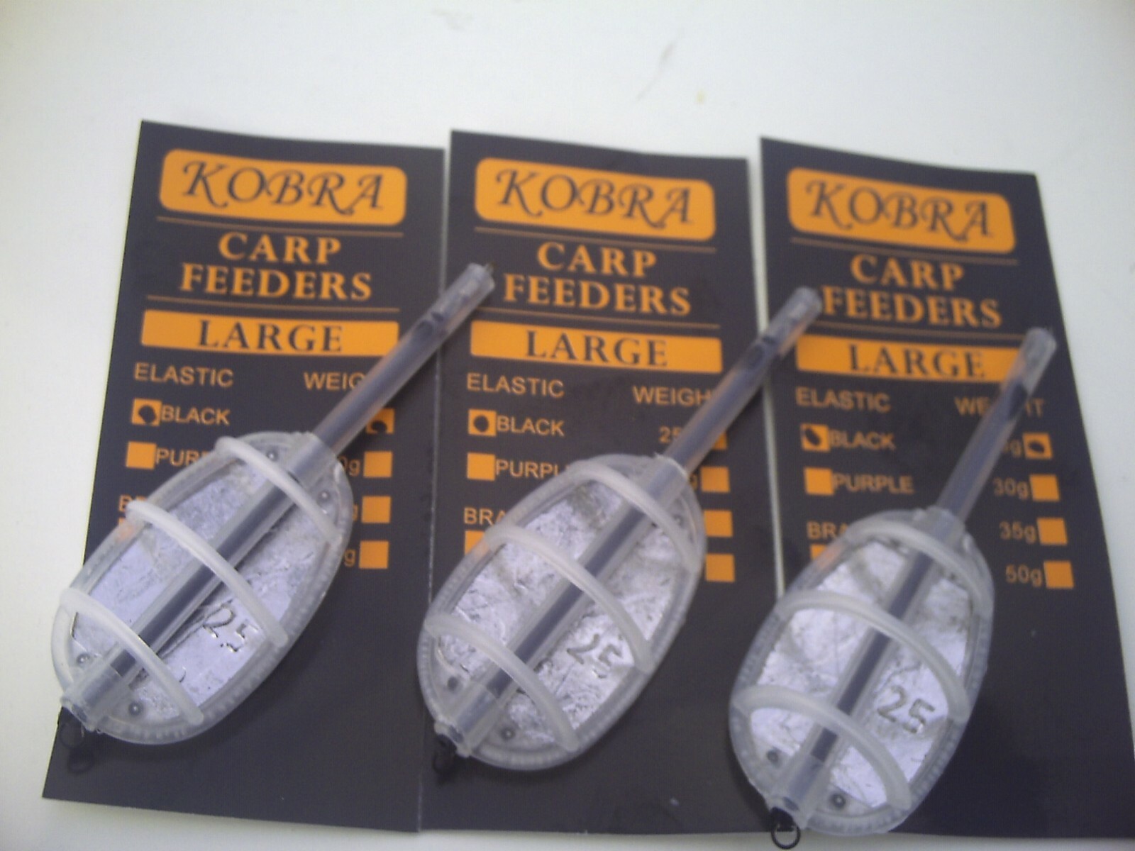 3 x Large Kobra Flat Method Feeders with Black Hollow Elastic.25g..New Design !! | eBay