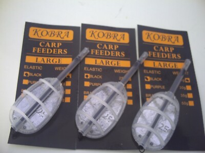 3 x Large Kobra Flat Method Feeders with Black Hollow Elastic.25g..New Design !! | eBay