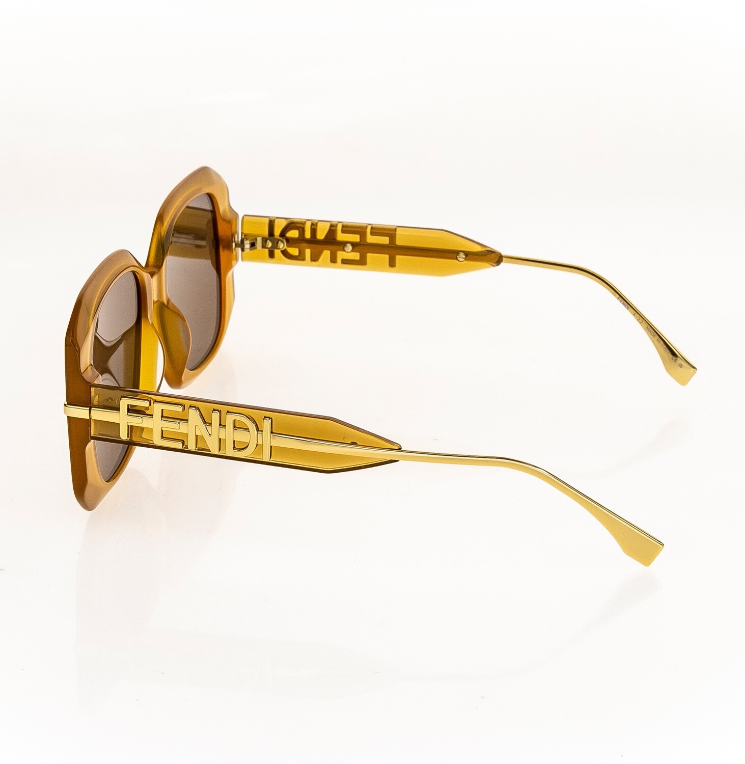 FENDI FENDIGRAPHY HOBO Logo 40065 Brown Gold Fashion Square Sunglasses ...