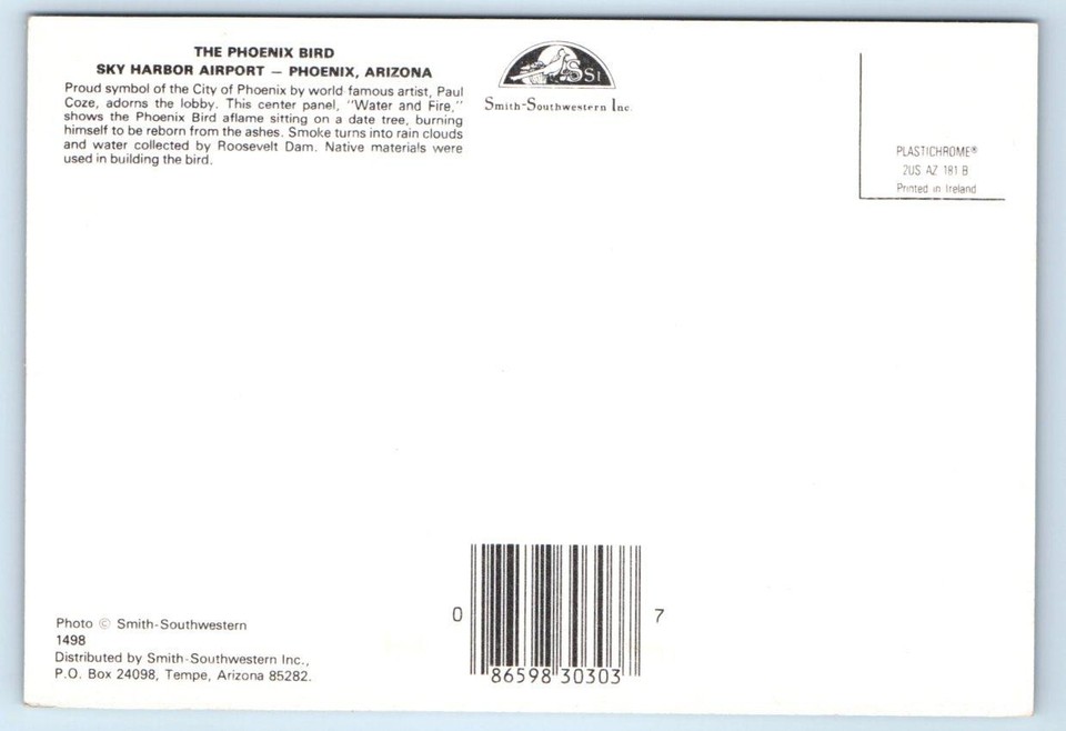 SKY HARBOR AIRPORT, Phoenix AZ ~ Paul Coze Art PHOENIX BIRD Mural 4"x6 ...