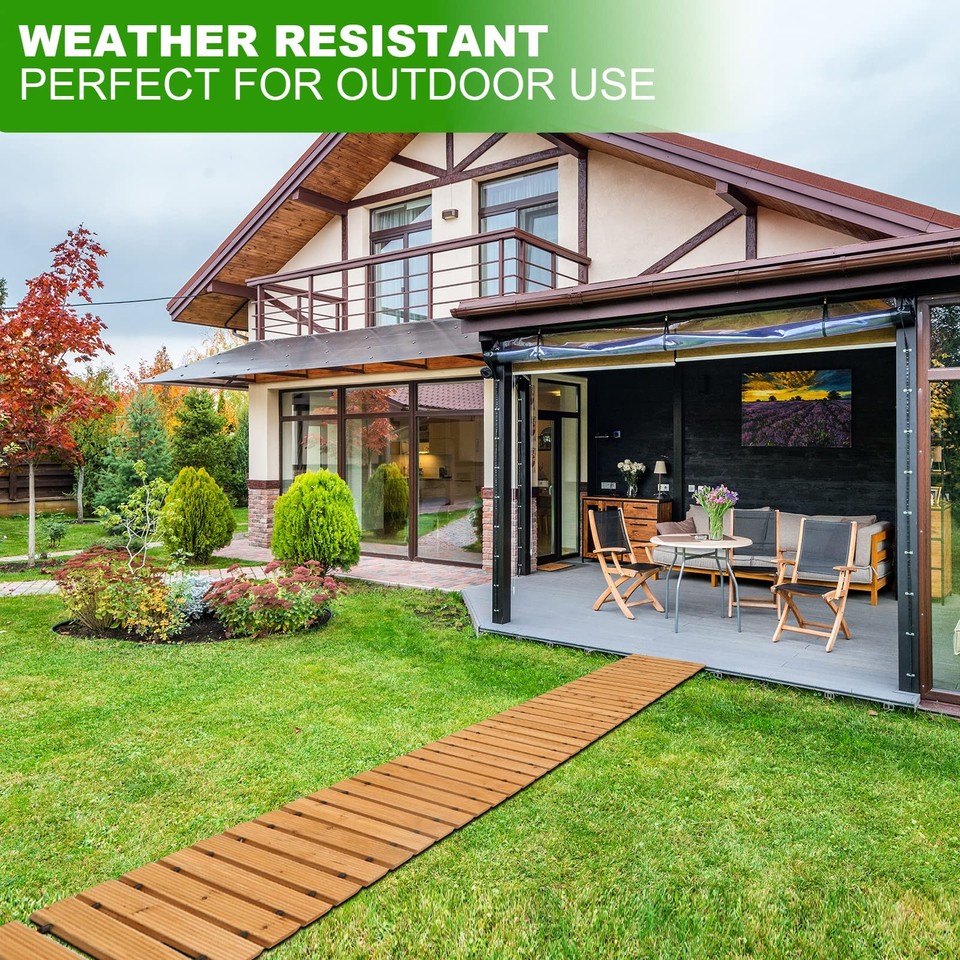 8FT Wooden Garden Pathway, Outdoor Roll Out Decorative Garden Walkway ...