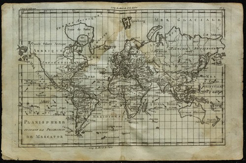 1784 - World Map According To The Mercator Projection - Rigobert Bonne ...