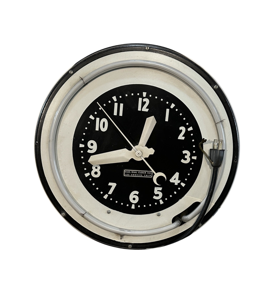 RETRO GREEN NEON WALL CLOCK 14” GLO-DIAL CLOCK CO. Los Angeles CA ...