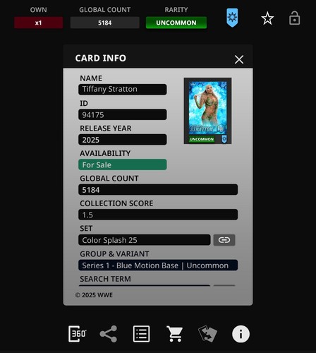 DIGITAL Topps WWE Slam 25 COLOR SPLASH Blue Motion Base - TIFFANY ...