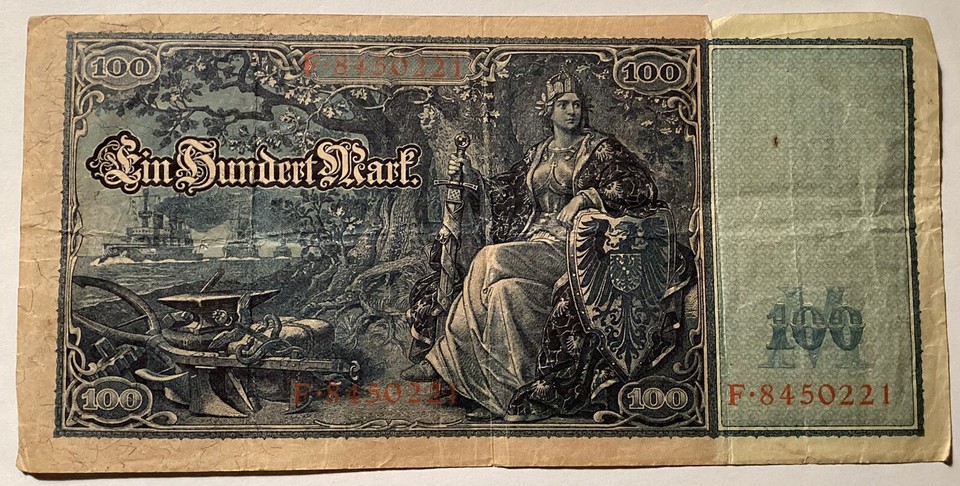 Magnificent 1909 Germany 100 Mark Note German Empire Reichsbanknote | eBay