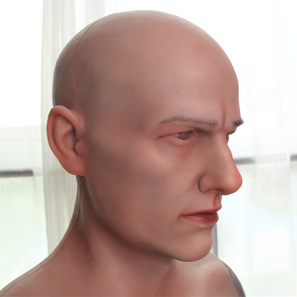 Young man realistic silicone mask hand made full headwear hood ...