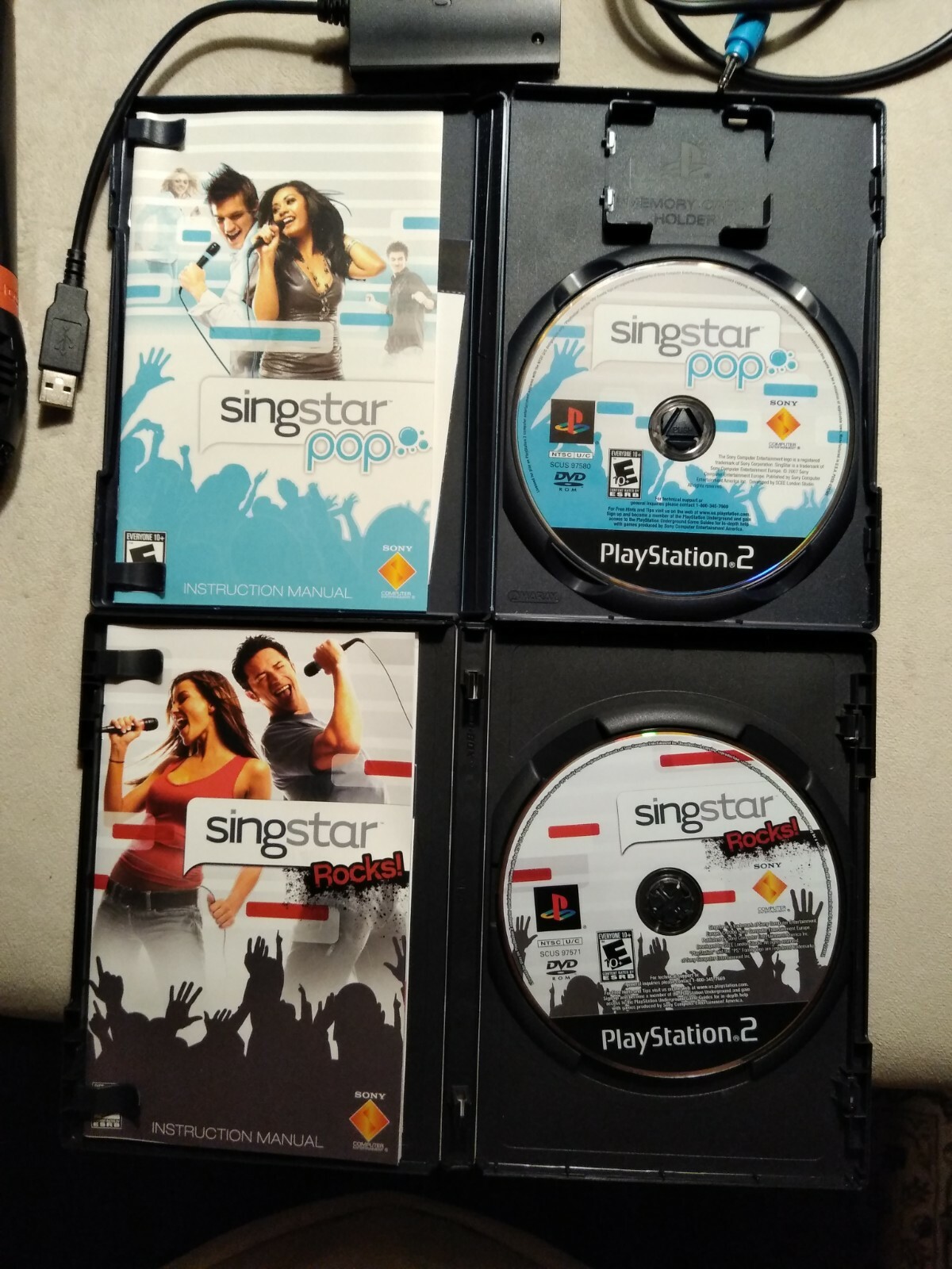 SingStar Rocks, n Pop Game Discs w/2 Microphones, and USB Converter | eBay