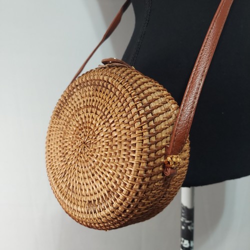Hand Crafted Rattan Crossbody Handbag EUC Purse Bag Boho | eBay