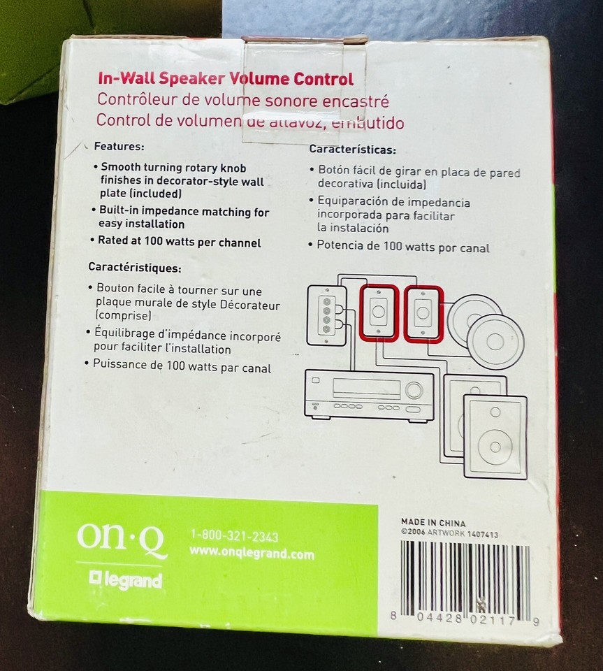 New On-Q Legrand Almond In-Wall Speaker Volume Control Knob 364769-02 ...
