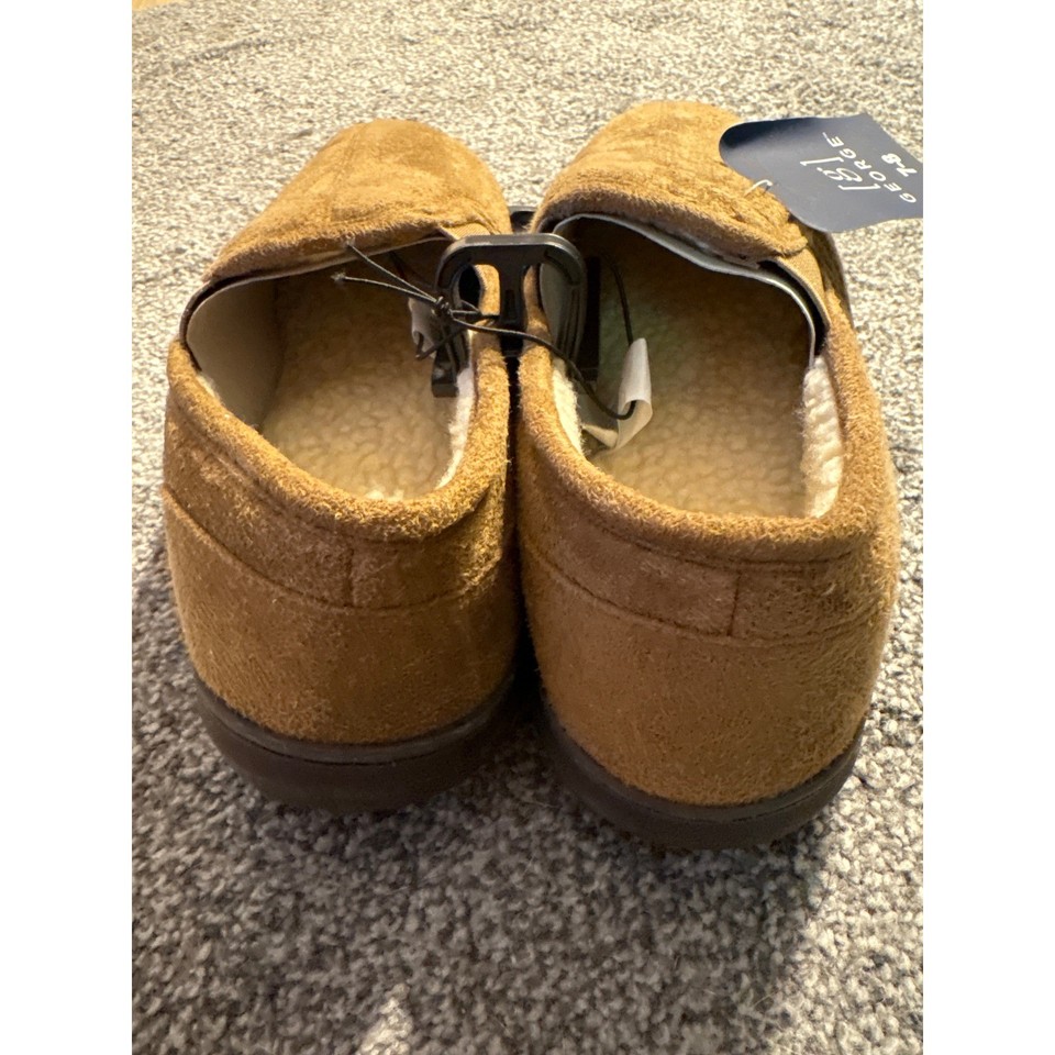George Mens Comfort Sock Brown Sherpa Aline Indoor Outdoor Slippers ...