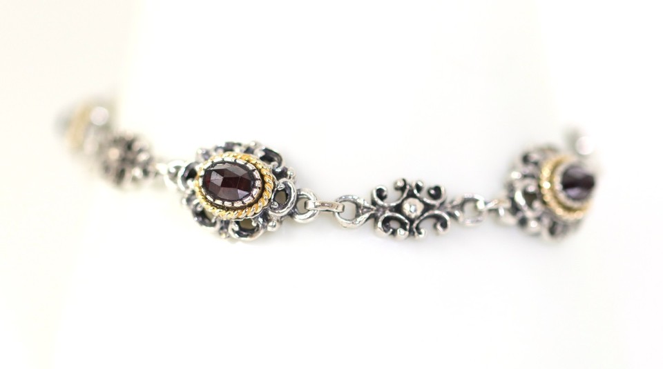 Vintage Tracht 835 B Silver Bracelet Garnet Gold Plating, L: 18Cm | eBay