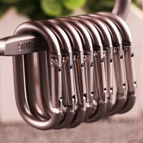 Black Oval Camping Metal Carabiners Hooks Keychain Clip Hanging Buckle ...