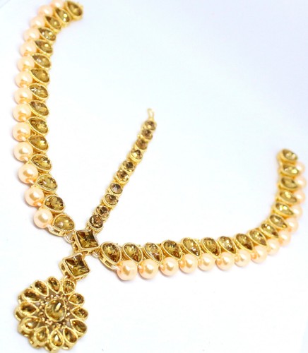 Gold Plated Matha patti with Maang Tikka jarkan Stone Wedding Hair ...