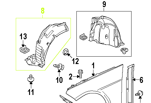 Mercedes Benz E Class OEM Fender Liner Splash Guard 2126900400 Front ...